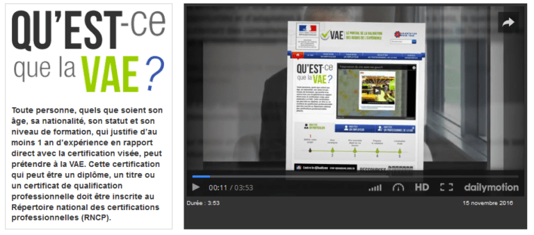 Validation des Acquis de l'Expérience (VAE) - Service formation continue